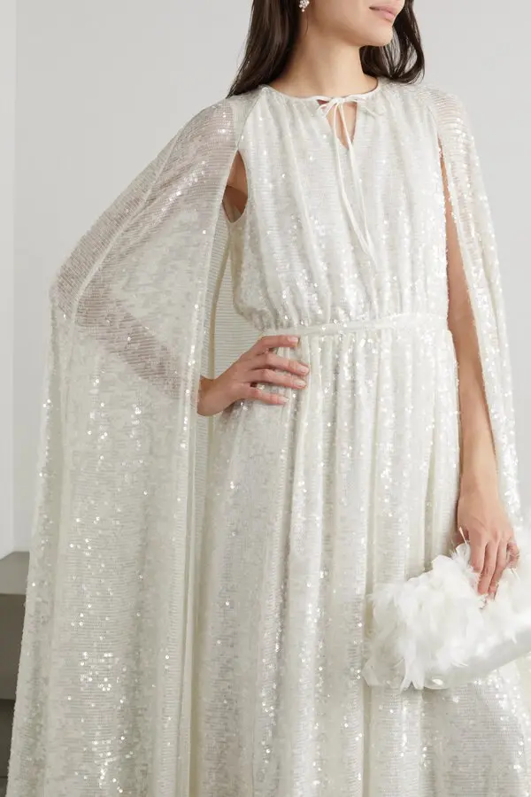 Erdem Kenley Shawl-style Sequined Gown