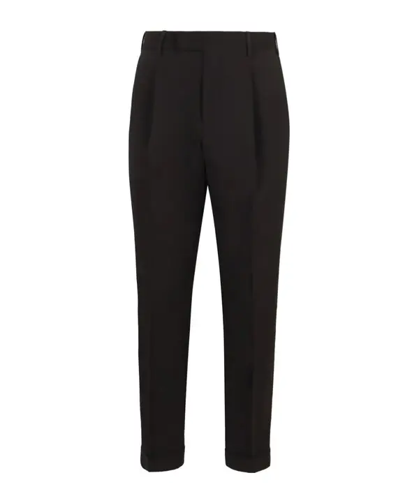 PT TORINO Rebel Turn-up Hem Tapered Trousers - Black