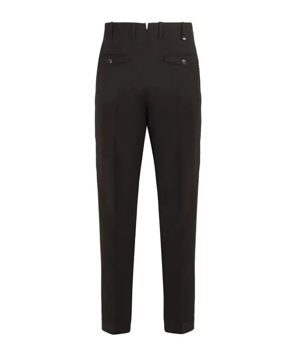 PT TORINO Rebel Turn-up Hem Tapered Trousers - Black