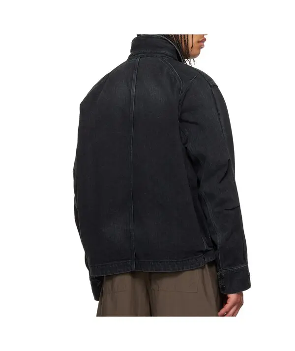 Sacai Faded Denim Trucker Jacket - Black