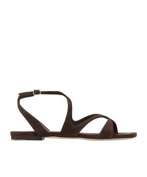 JIMMY CHOO Ayla Flat Sandals - Chocolate