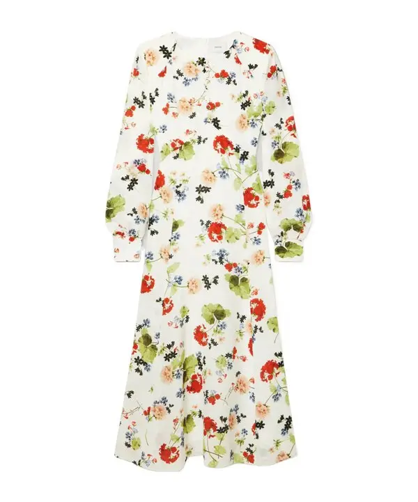 Erdem Leigh Floral-print Silk Crepe Dress