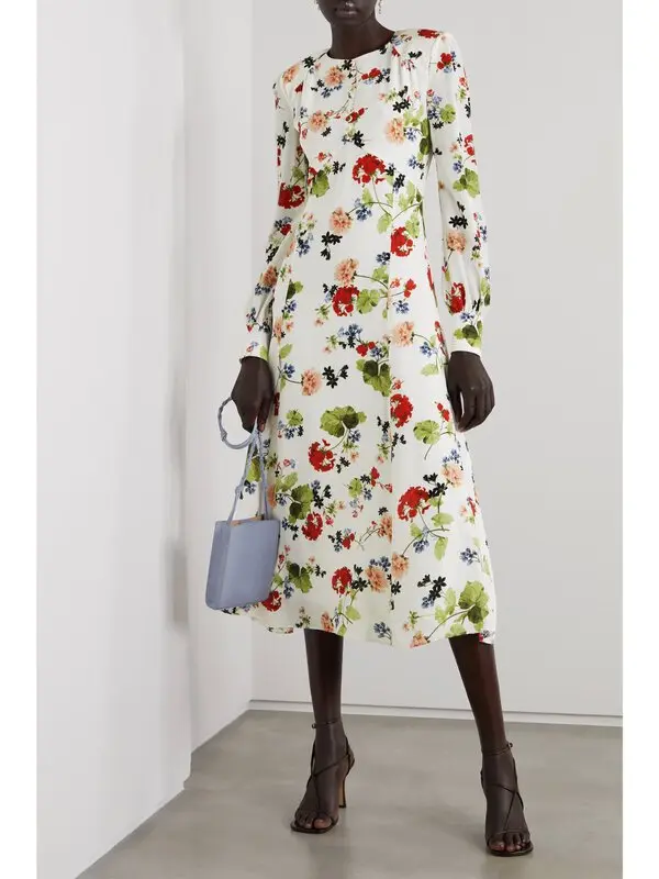Erdem Leigh Floral-print Silk Crepe Dress