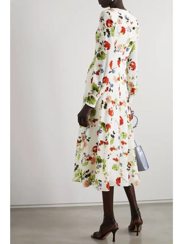 Erdem Leigh Floral-print Silk Crepe Dress