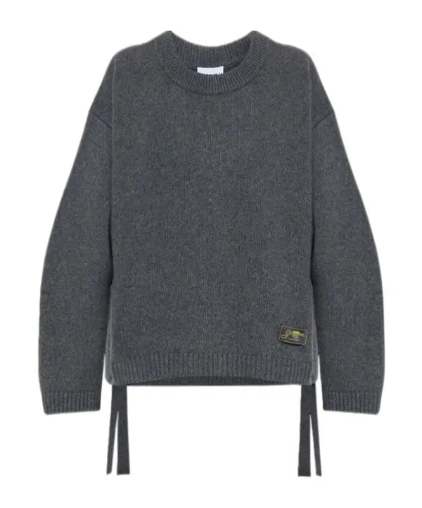 GANNI Logo Patch Oversized Jumper - Phantom Black