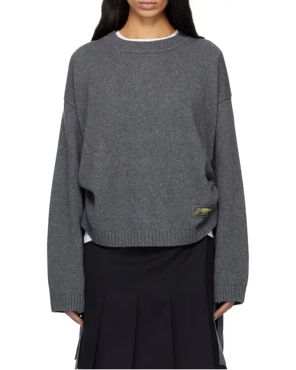 GANNI Logo Patch Oversized Jumper - Phantom Black
