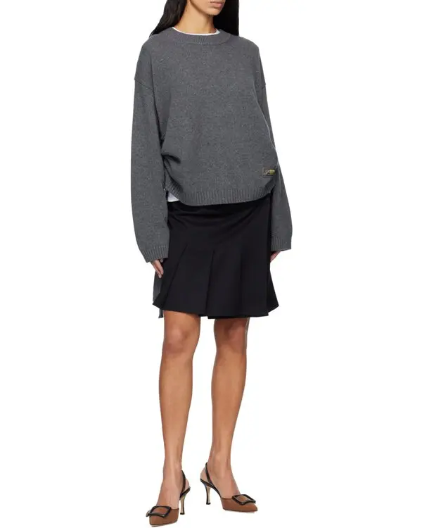 GANNI Logo Patch Oversized Jumper - Phantom Black