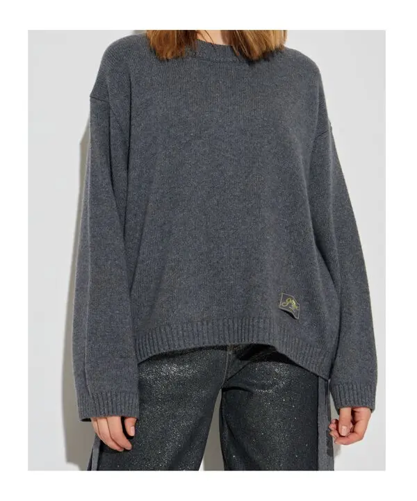 GANNI Logo Patch Oversized Jumper - Phantom Black