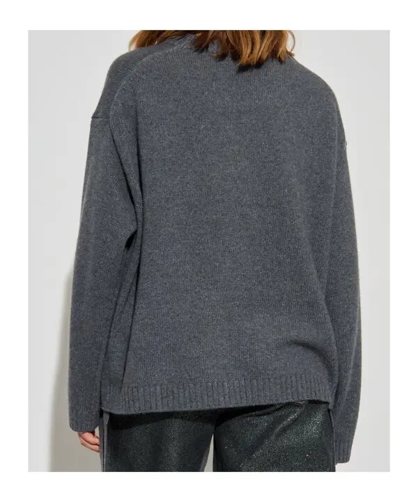 GANNI Logo Patch Oversized Jumper - Phantom Black