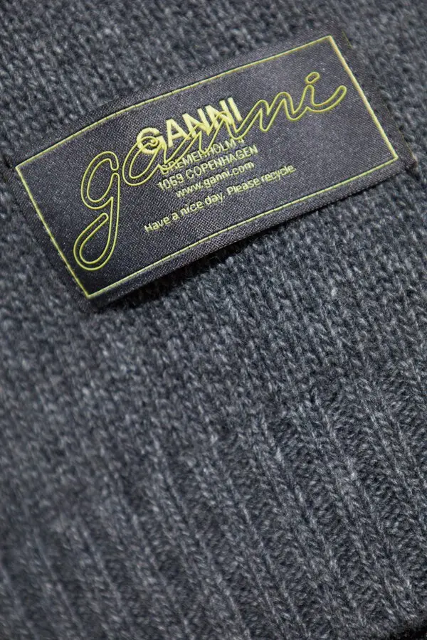 GANNI Logo Patch Oversized Jumper - Phantom Black