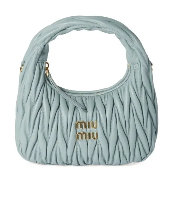 Miu Miu Wander Matelassé Nappa Leather Hobo Bag - Green
