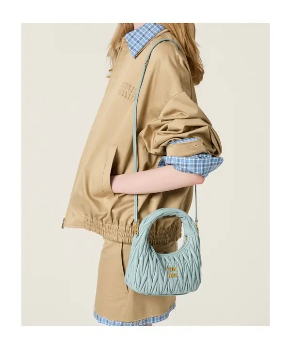 Miu Miu Wander Matelassé Nappa Leather Hobo Bag - Green