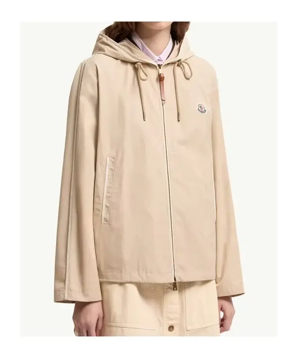 Moncler Sarracenia Zip-up Hooded Jacket - Light Beige