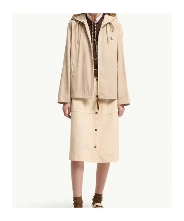 Moncler Sarracenia Zip-up Hooded Jacket - Light Beige