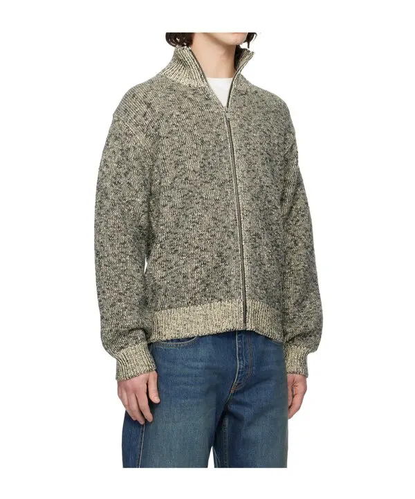 JIL SANDER Long Sleeve Wool Blend Zip-up Sweater