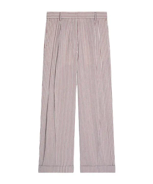 Dries Van Noten Pleated Striped Trousers - Brown