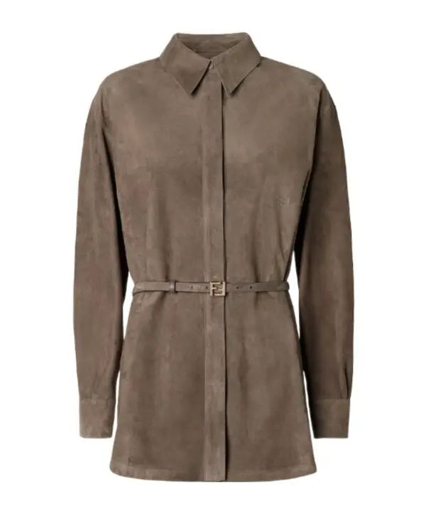 Fendi Suede Oversized Long Sleeve Shirt - Grey