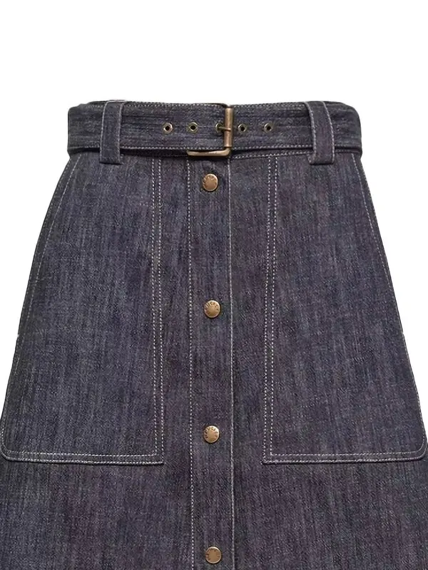 Moncler Buckled Button Detailed Skirt - Denim Blue
