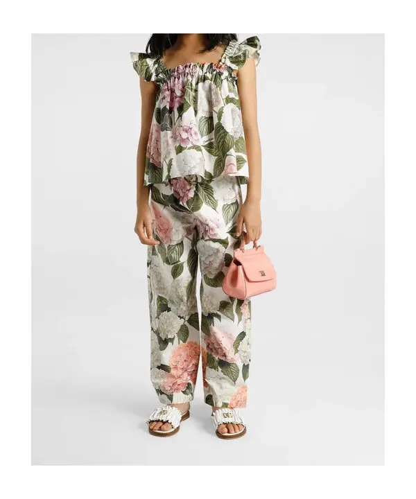 Dolce & Gabbana Hydrangea Print Poplin Trousers - White