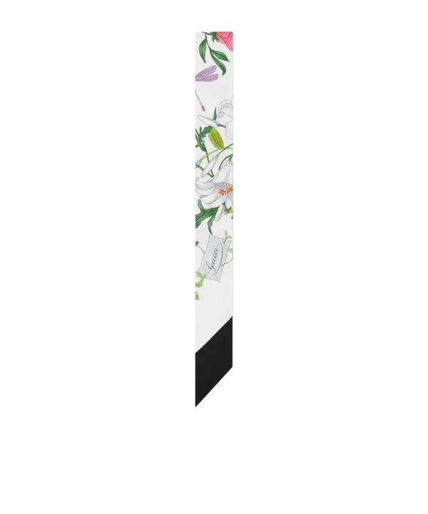 Gucci Printed Twill Neck Bow - White