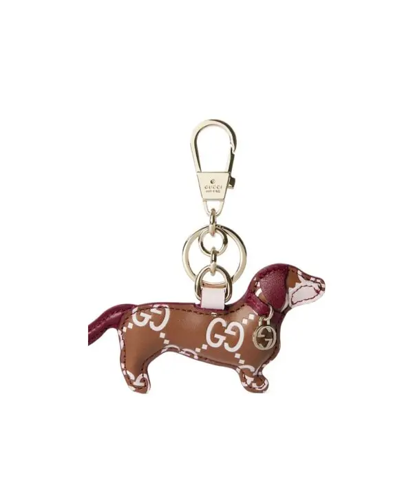 Gucci Dog-shaped Bag Charm - Brown And Pink
