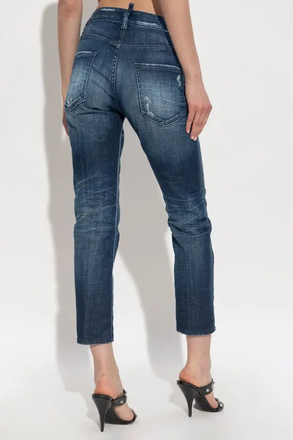 Dsquared2 Straight Leg Distressed Jeans - Blue