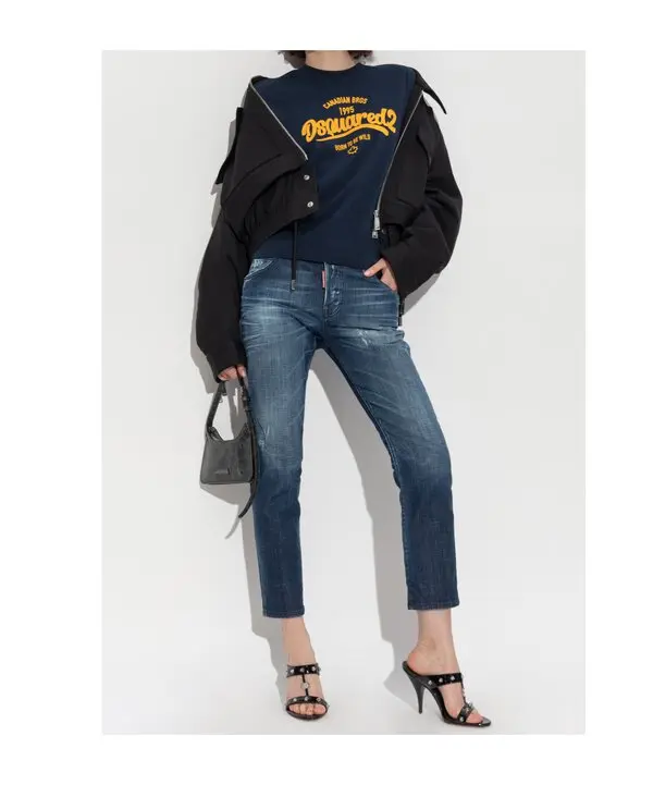 Dsquared2 Straight Leg Distressed Jeans - Blue