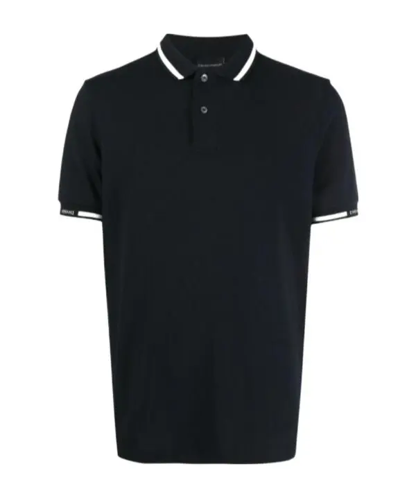 Emporio Armani Stripe-detail Polo Shirt - Black