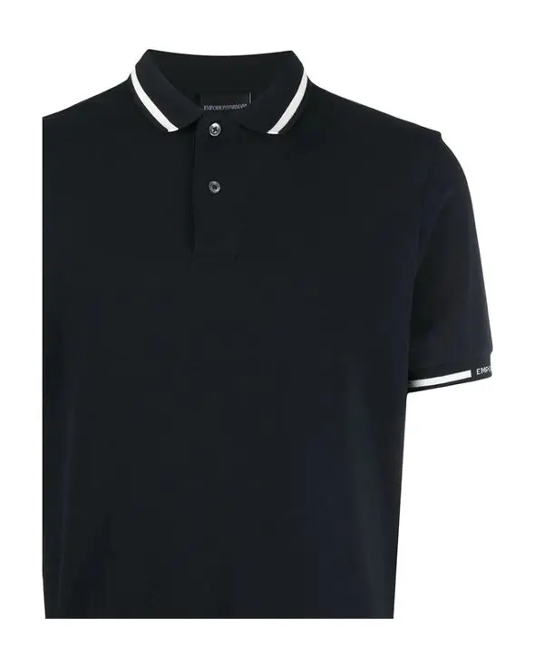 Emporio Armani Stripe-detail Polo Shirt - Black