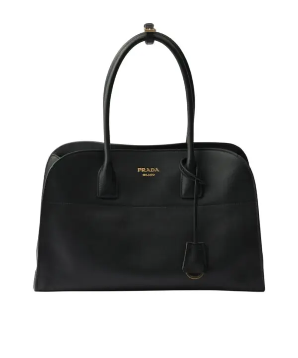 Prada Logo Detailed Large Tote Bag - Black