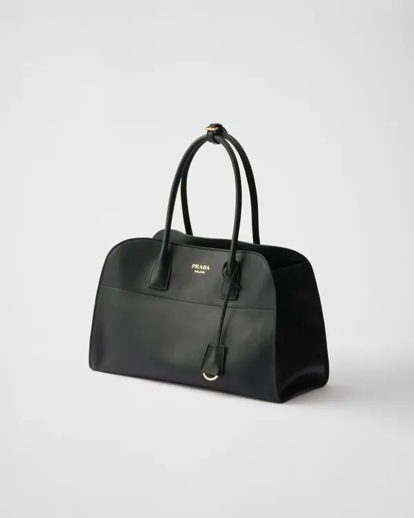 Prada Logo Detailed Large Tote Bag - Black