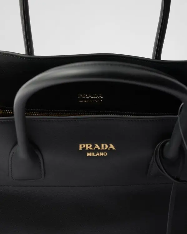 Prada Logo Detailed Large Tote Bag - Black