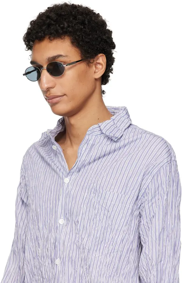Bottega Veneta Oval Frame Sunglasses - Silver