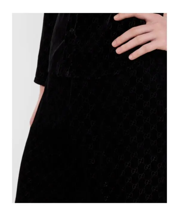 Gucci Gg Stretch Velvet Devoré Pants - Black