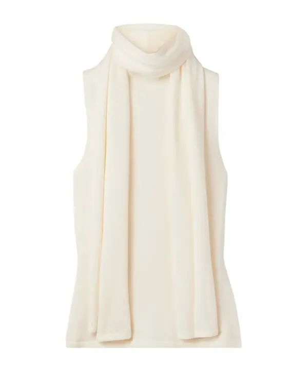 Staud Canal Wool Turtleneck Sweater With Scarf - Ivory