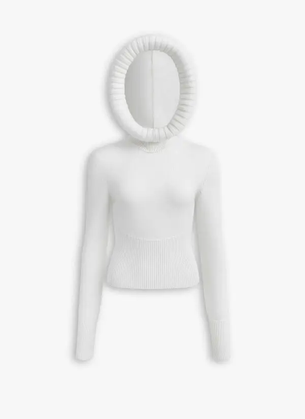 Alaïa Sculptural Hood Ribbed Knit Jumper