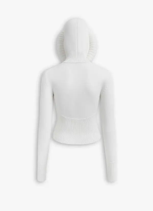 Alaïa Sculptural Hood Ribbed Knit Jumper