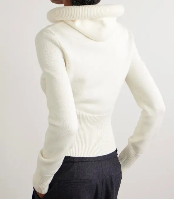 Alaïa Sculptural Hood Ribbed Knit Jumper