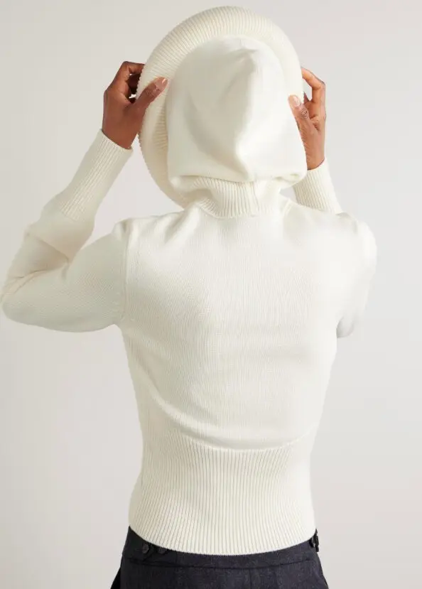 Alaïa Sculptural Hood Ribbed Knit Jumper
