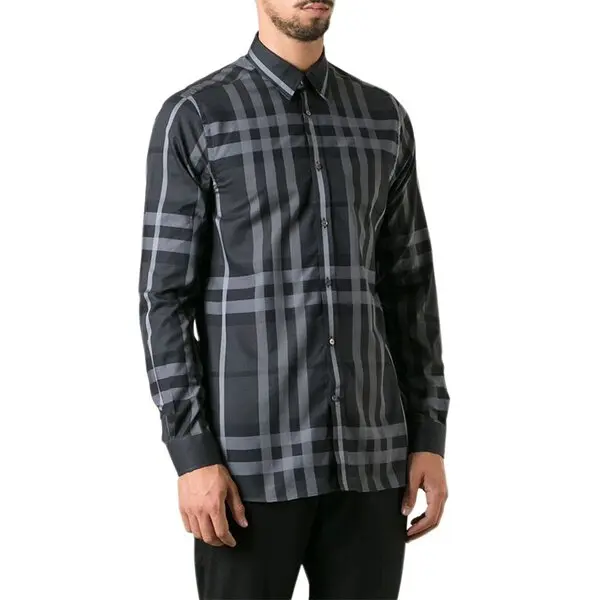 Burberry Checkered Detail Shirt - Black