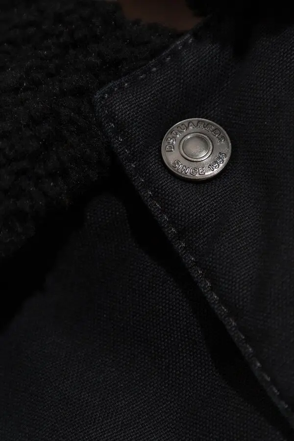 Dsquared2 Cropped Buttoned Jacket With Metal Trims - Black
