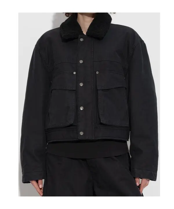 Dsquared2 Cropped Buttoned Jacket With Metal Trims - Black
