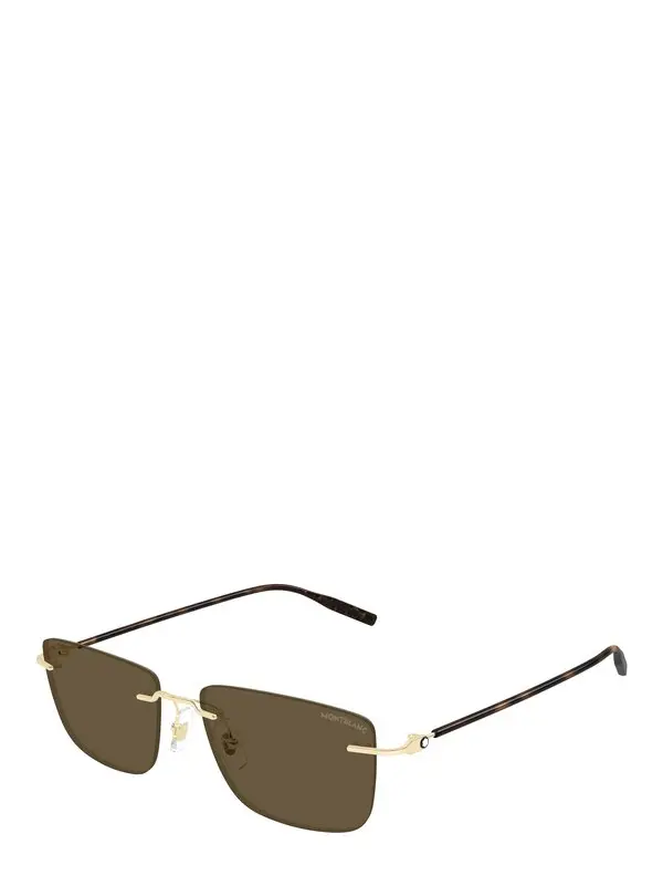 Montblanc Rectangle Rimless Sunglasses - Brown