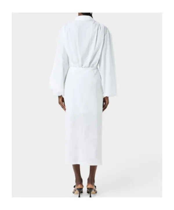 Blumarine V-neck Rose Appliqué Midi Dress - White