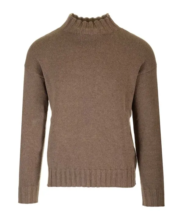 Tagliatore High-neck Wool Jumper - Brown