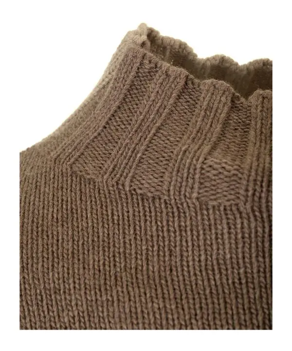 Tagliatore High-neck Wool Jumper - Brown