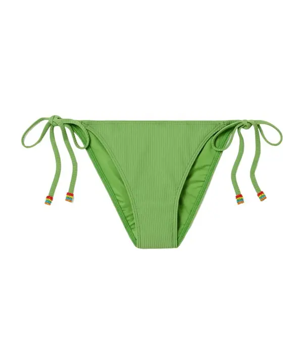 Staud Sisley Beaded Ribbed Bikini Briefs - Green