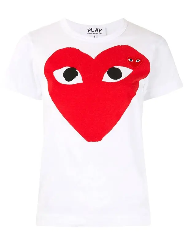 Play Comme Des Garcon Heart Print Logo Patch T-shirt - White