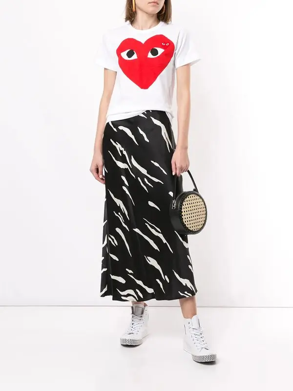 Play Comme Des Garcon Heart Print Logo Patch T-shirt - White