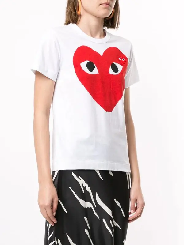 Play Comme Des Garcon Heart Print Logo Patch T-shirt - White